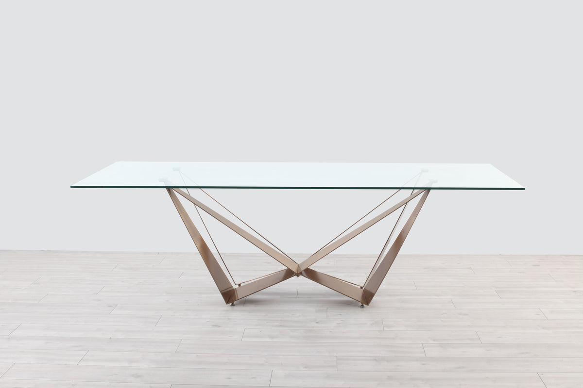 Gianna Modern Glass Table with Brass Stainless Steel Legs – Modern Concept